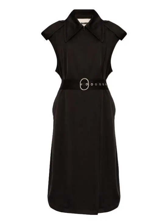 JIL SANDER Sleeveless Trench Coat - Black