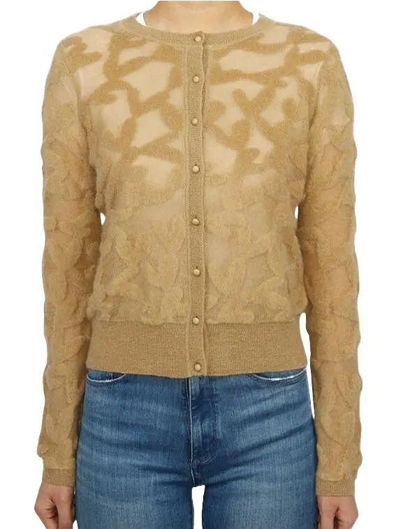 Max Mara Long-sleeved Cardigan With Textured Pattern - Nude