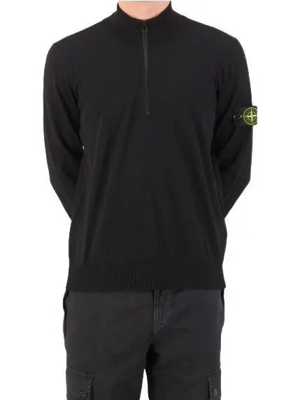 Stone Island High Neck Jumper With Signature Badge - Black