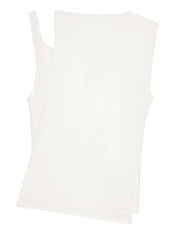 COURREGES Oblique" Ribbed Knit Top - White