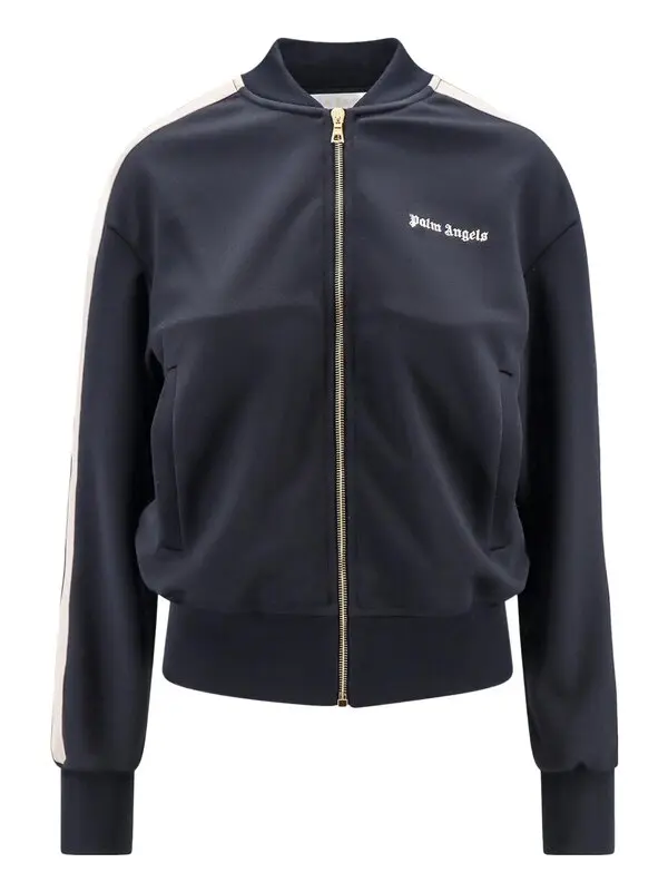 Palm Angels Logo Embroidered Zipped Jacket - Black