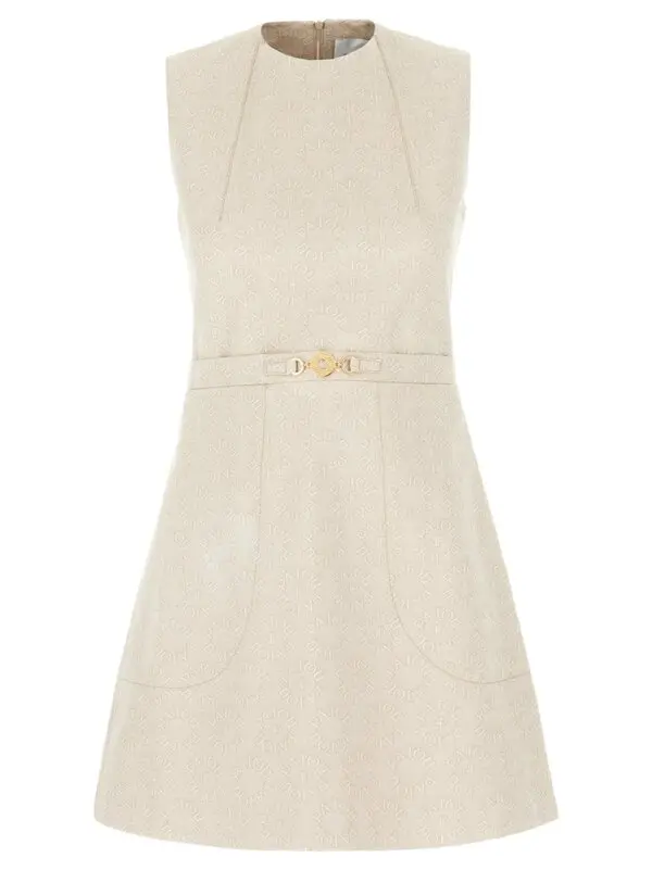 PATOU Sleeveless Crew Neck Dress With Metal Logo Detail - Nude