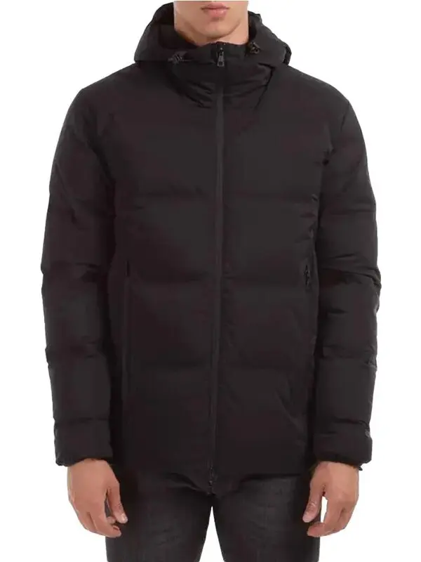 Emporio Armani Hooded Quilted Down Jacket - Black