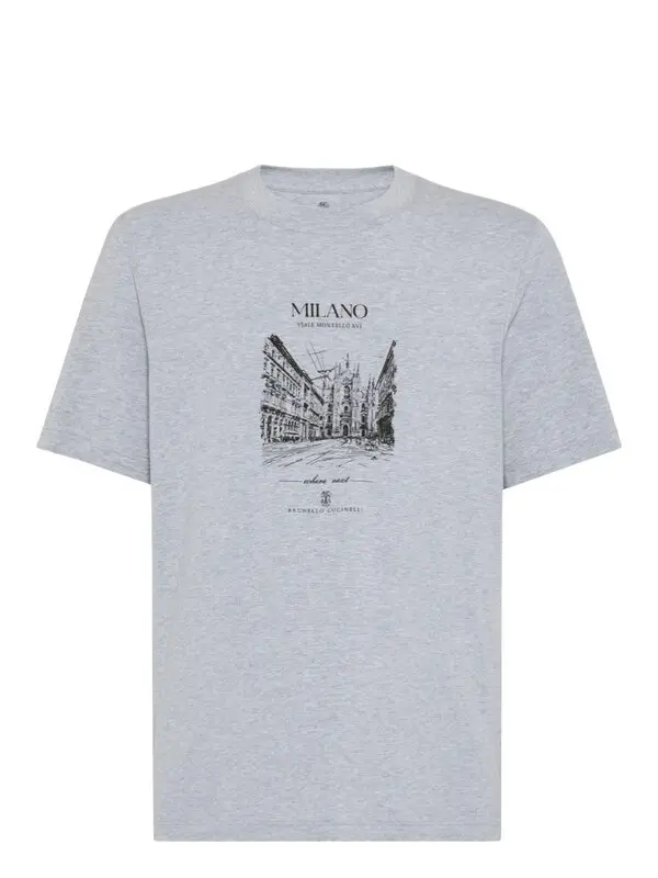 Brunello Cucinelli Graphic Printed Crewneck T-shirt - Grey
