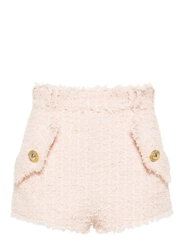 Balmain Frayed Hem Shorts With Belt Loops And Pockets - White