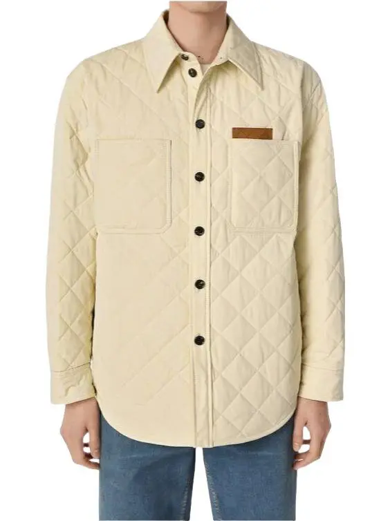 Bottega Veneta Long-sleeved Quilted Overshirt - Sea Salt