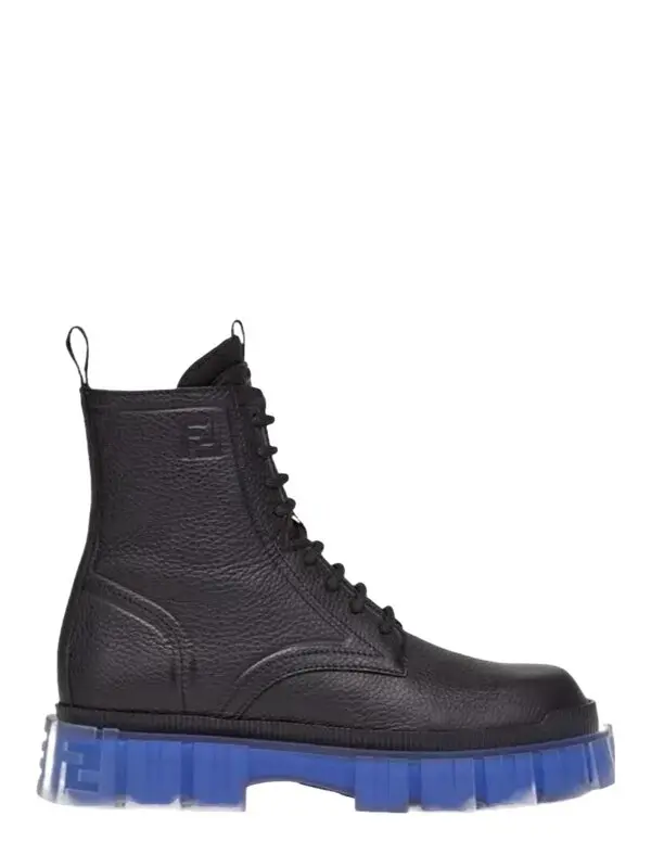 Fendi Ff-motif Combat Boots - Black