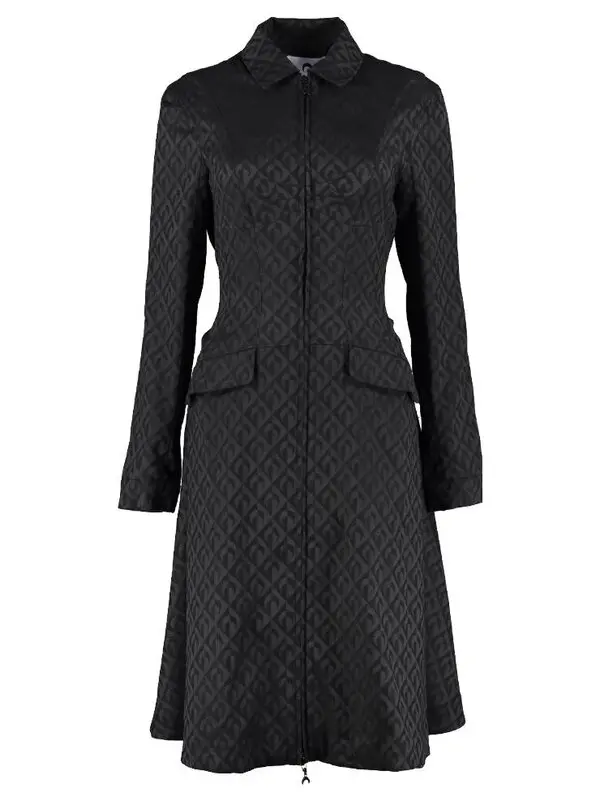 MARINE SERRE Zip-up Shirt Dress - Black