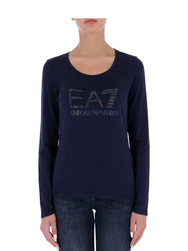 Emporio Armani Long-sleeved T-shirt With Logo Decoration - Black