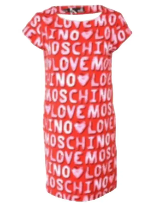 Moschino Printed Short Sleeve Dress - Red