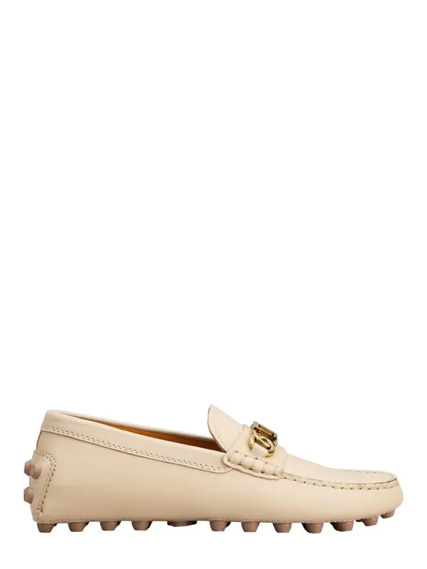 TOD'S Logo Plaque Slip-on Loafers - Beige