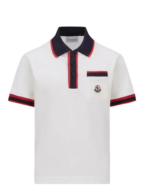 Moncler Logo Embroidered Short-sleeved Polo Shirt - White