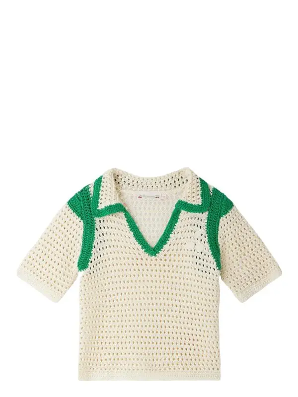 Bonpoint Elanita V-neck Crochet T-shirt - Nude