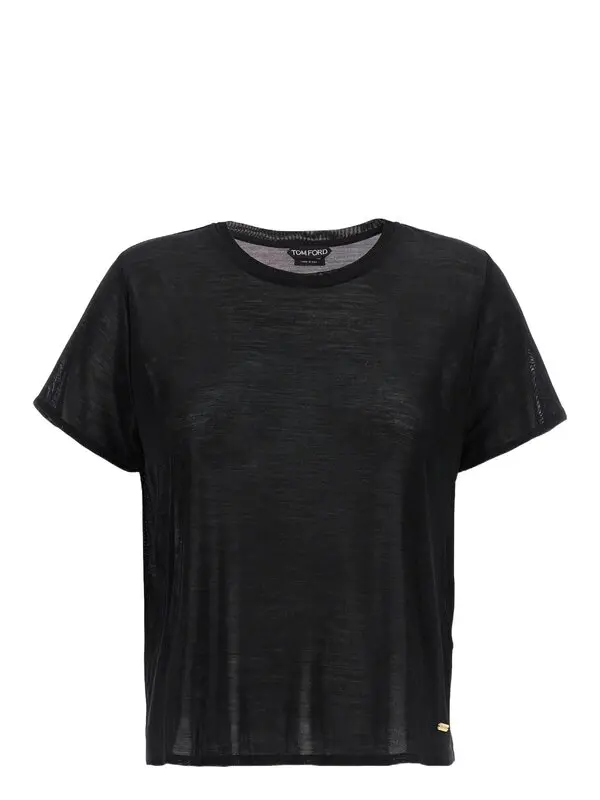 TOM FORD Logo Plaque Crewneck T-shirt - Black