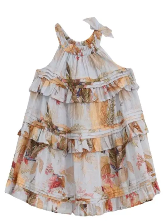 Zimmermann Ruffled Floral-print Halterneck Dress - Aqua Palm Floral
