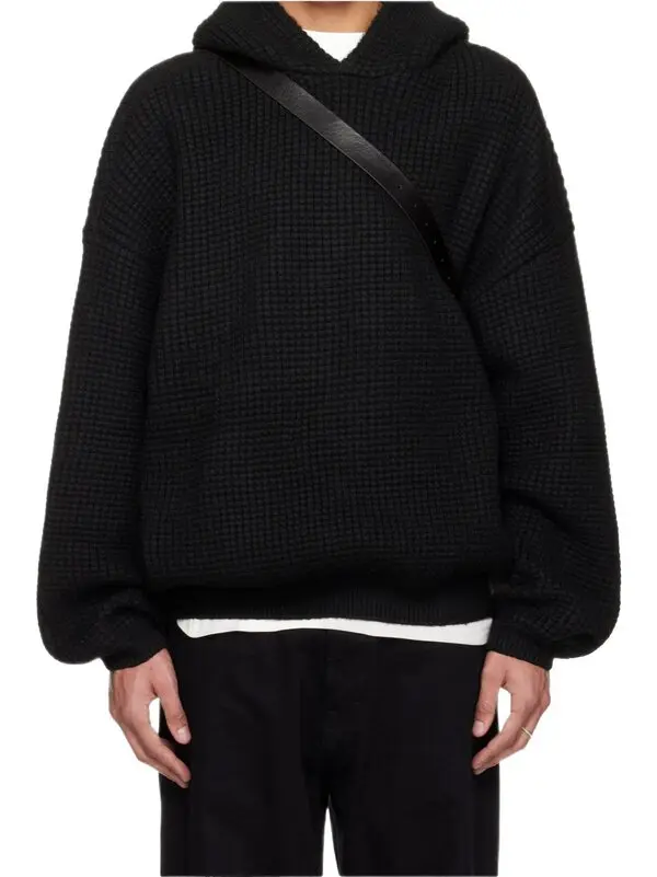 Fear Of God Hooded Waffle Hoodie - Vintage Black