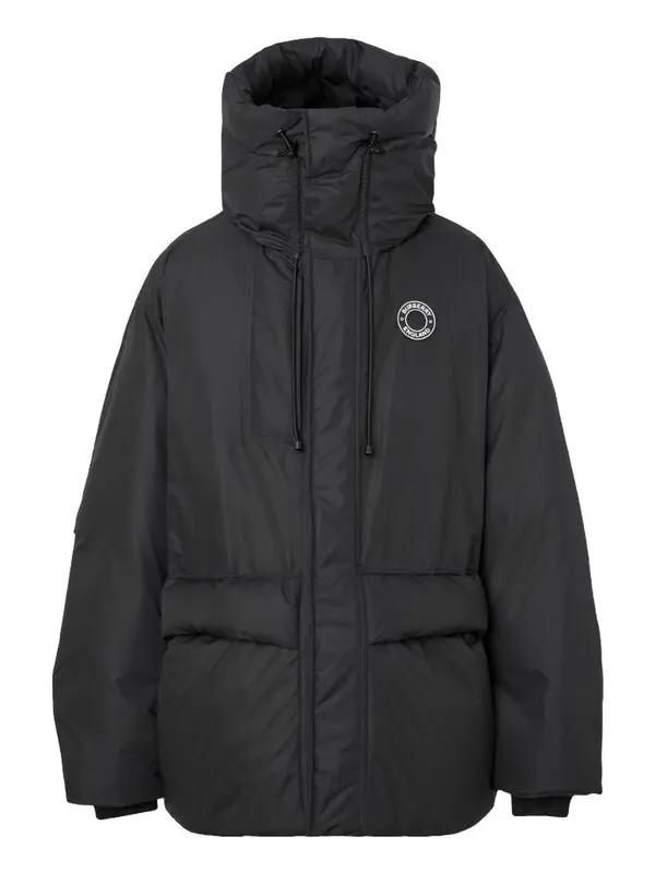 Burberry High-neck Logo-patch Padded Down Jacket - Black