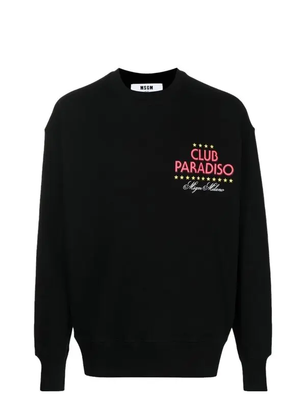MSGM Graphic Printed Crewneck Sweatshirt - Black