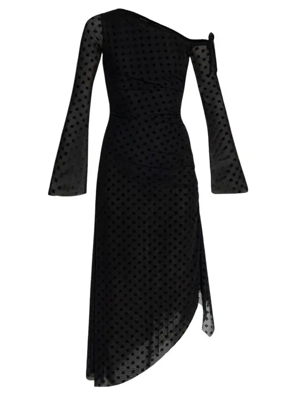 MISBHV Logo-flocked Asymmetrical Midi Dress - Black
