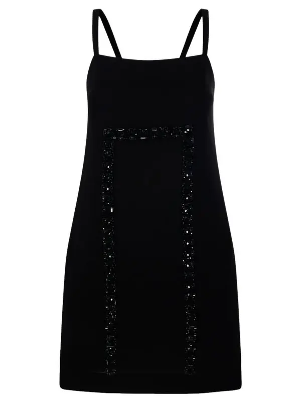 Max Mara Embellished Sleeveless Square Neck Mini Dress - Black