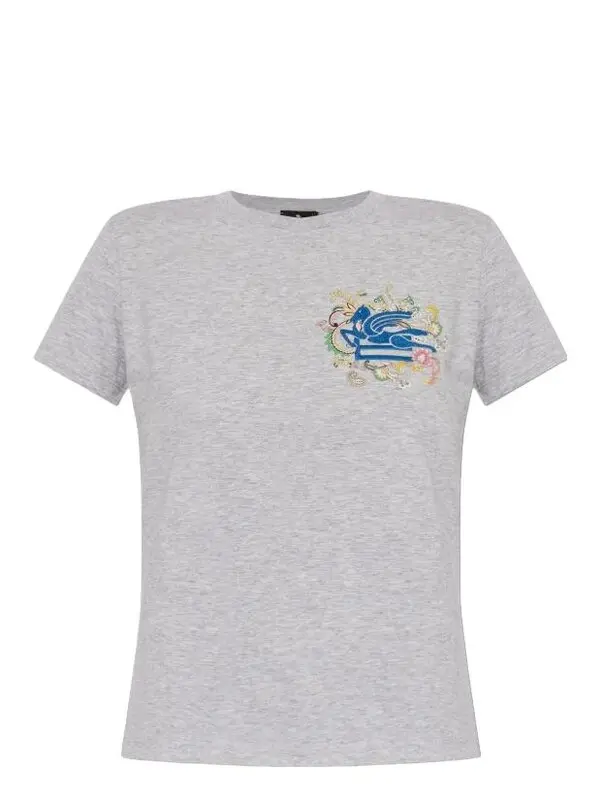 Etro Pegaso Embroidered Crewneck T-shirt - Grey