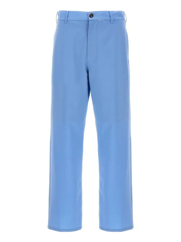 Marni Tailored Trousers With Logo Embroidery - Light Blue