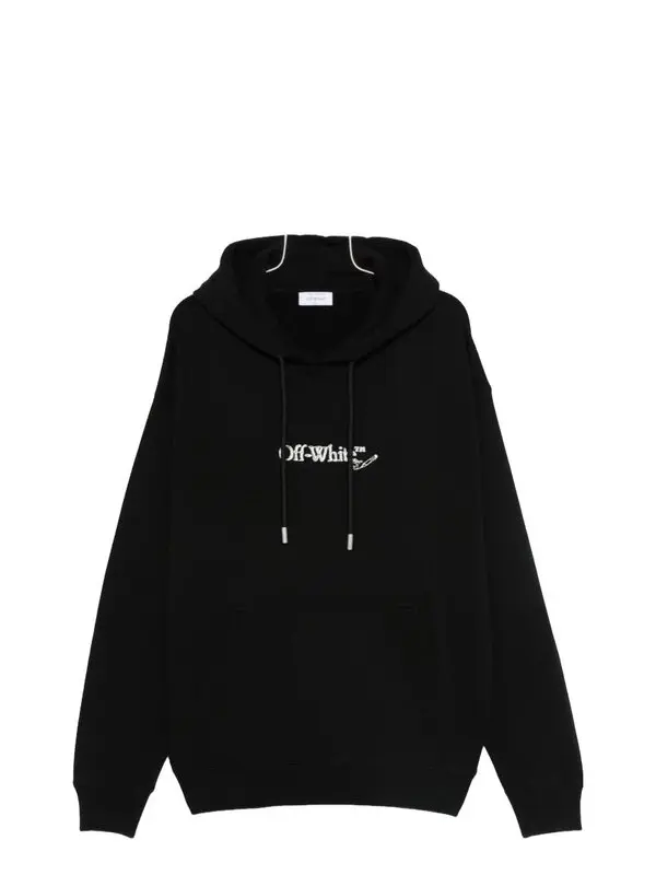 Off-White Logo Printed Drawstring Hoodie - Black
