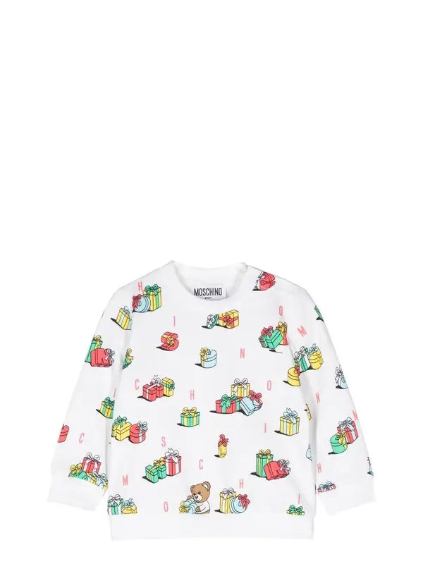 Moschino Motif-print Cotton Sweatshirt - White