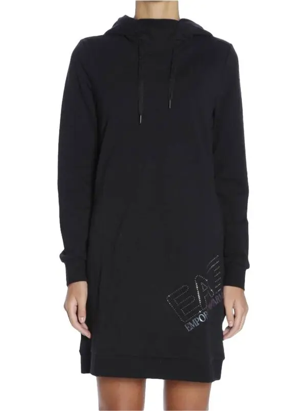 EA7 Hooded Long-sleeved Dress - Black