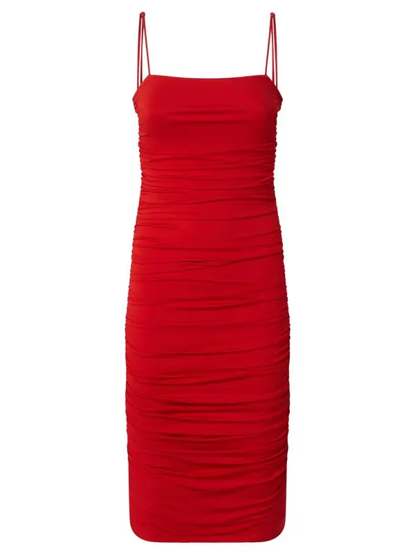 Pinko Gathered Midi Dress - Red
