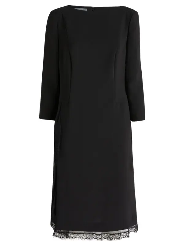 Alberta Ferretti Long Sleeve Lace Trim Dress - Black