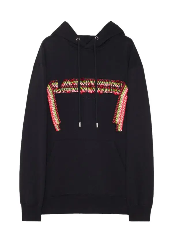 LANVIN Logo Patch Drawstring Hoodie - Black