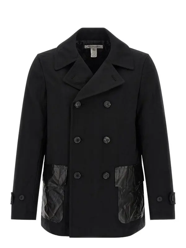 Comme Des Garçons Double-breasted Coat With Notched Lapels - Black