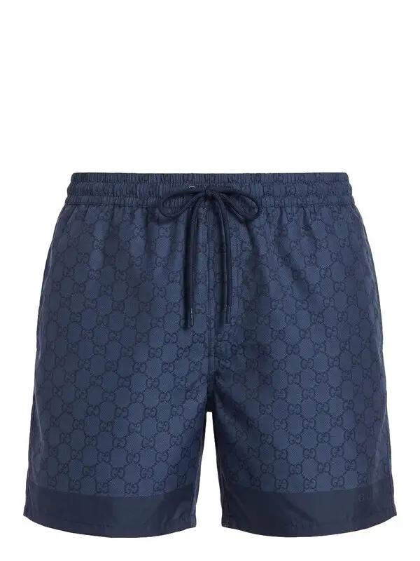 Gucci Allover Gg Print Technical Poplin Swim Shorts - Navy Blue