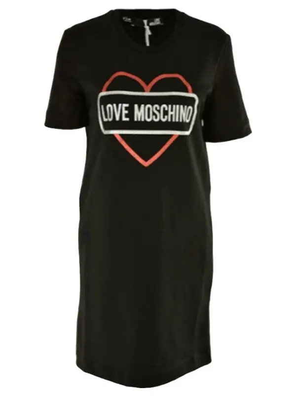 Moschino Printed T-shirt Dress With Heart Graphic - Black