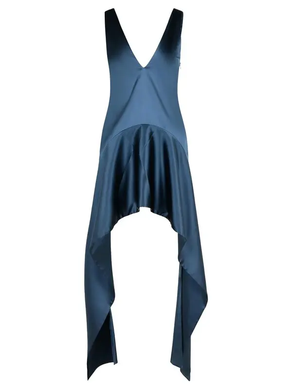 J.W.ANDERSON V-neck Draped Hem Dress - Steel Blue