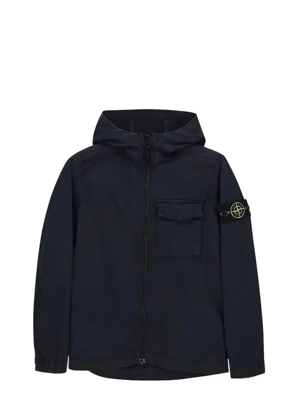 Stone Island Crinkled Cotton-jersey Hoodie Jacket - Blue
