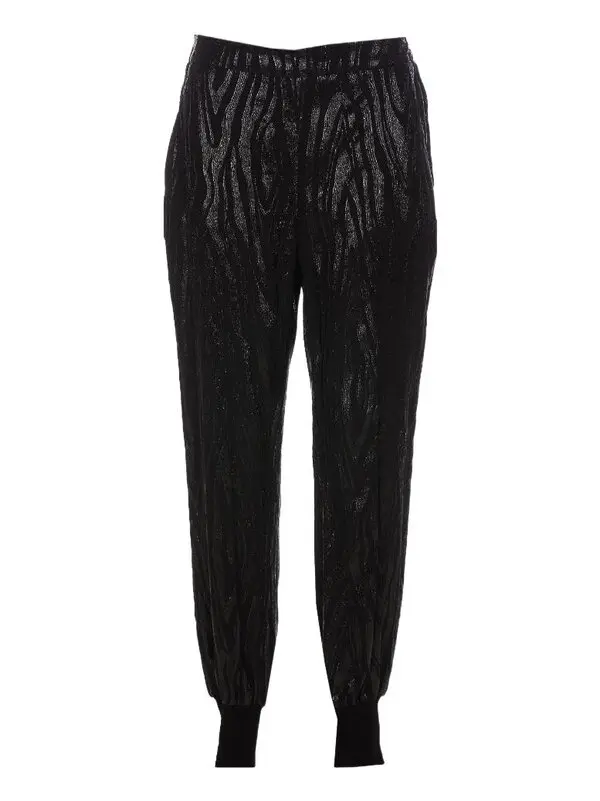 Stella McCartney Wood-grain Effect Metallic Tapered Trousers - Black