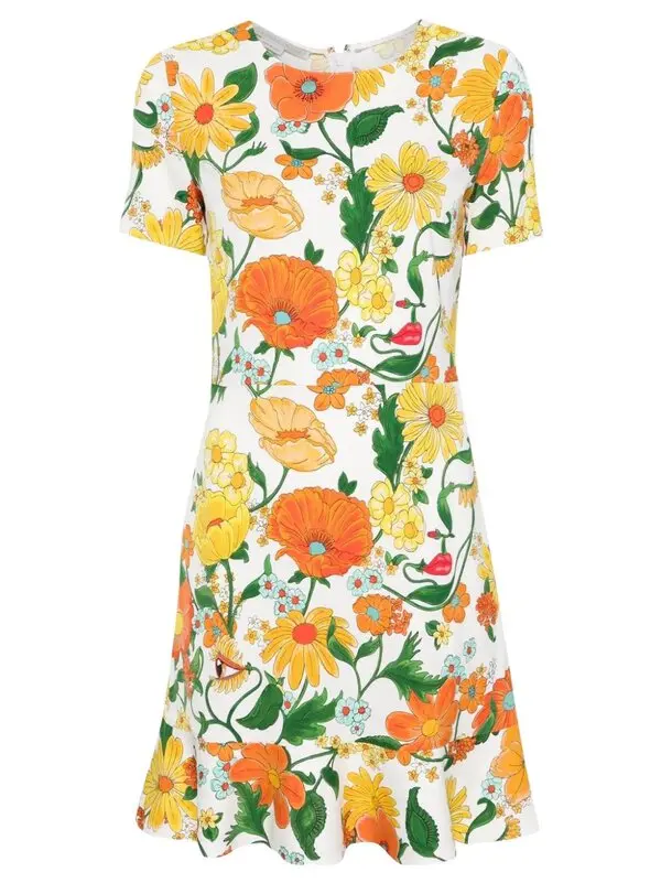 Stella McCartney Floral Print Ruffled Dress - White