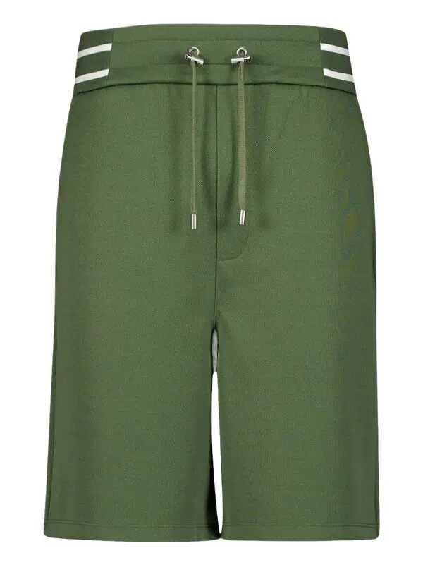 Balmain Drawstring Shorts With White Stripe Details - Green