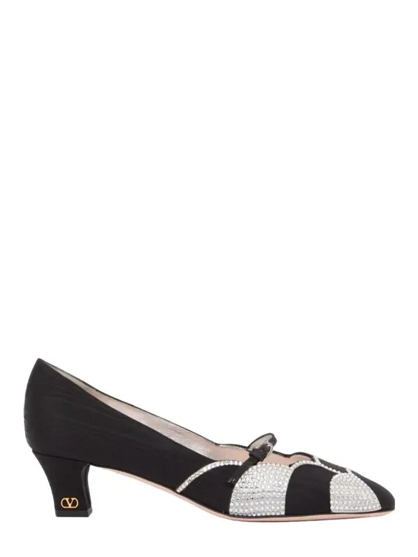 Valentino Garavani Embellished Almond Toe Pumps - Black/silver