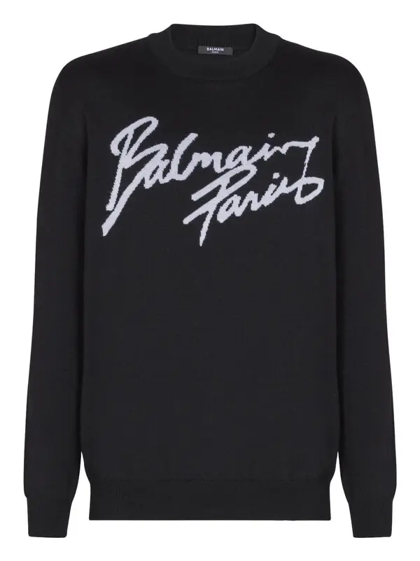Balmain Paris Intarsia Merino Wool Jumper - Black