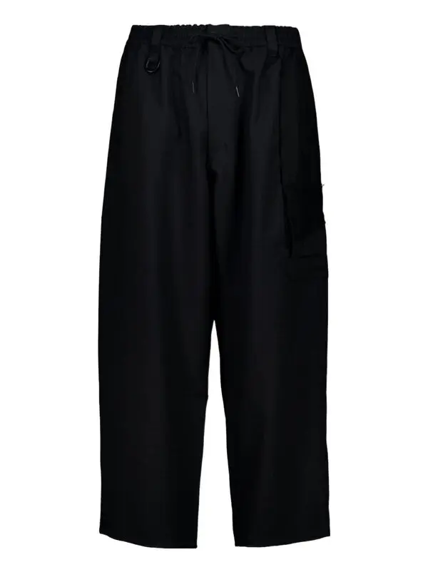 Y3 Drawstring Wide Leg Cargo Trousers - Black