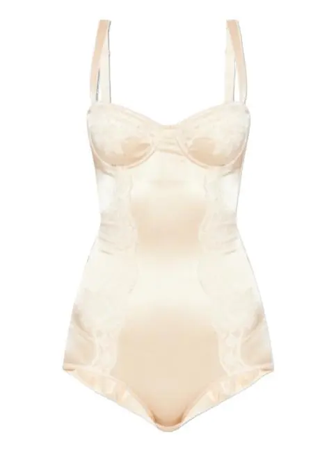 Dolce & Gabbana Lace Detailed Balconette-bra Bodysuit - White