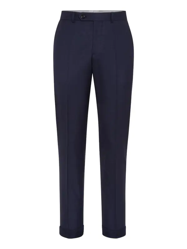 Brunello Cucinelli Tapered-leg Wool Trousers - Navy Blue