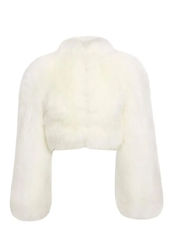 Alaïa Cropped Jacket With High Neck And Puff Shoulders - White