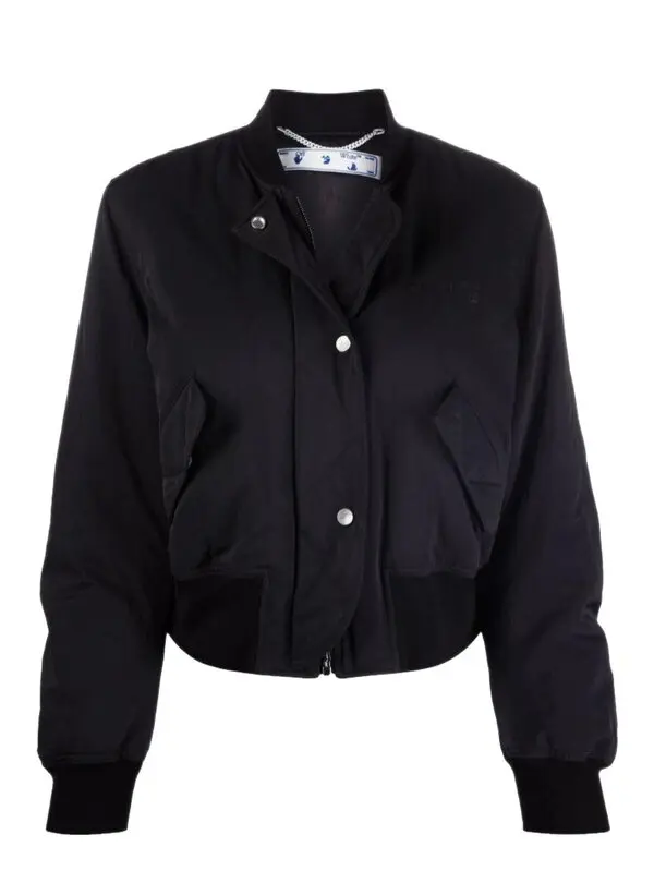 Off-White Logo Embroidered Bomber Jacket - Black