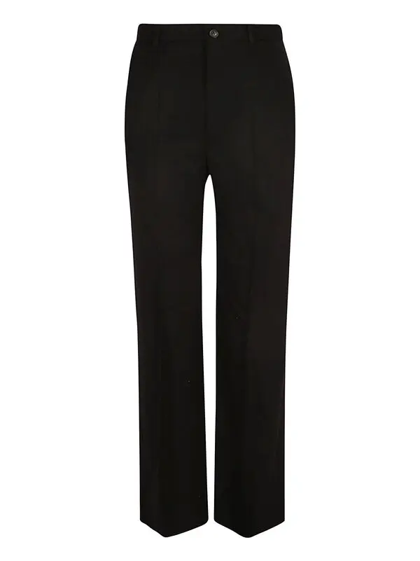 Balenciaga Wide Leg Pleated Tailored Trousers - Black