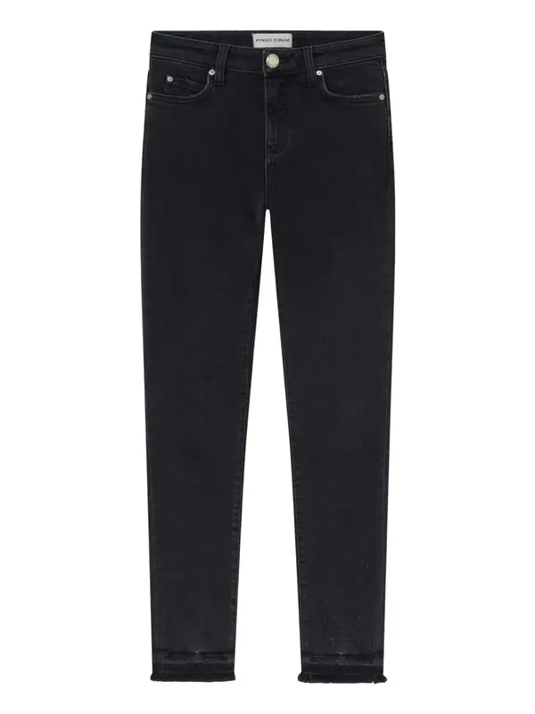 Pinko Mid Waist Skinny Jeans With Tie-dye Hem - Black