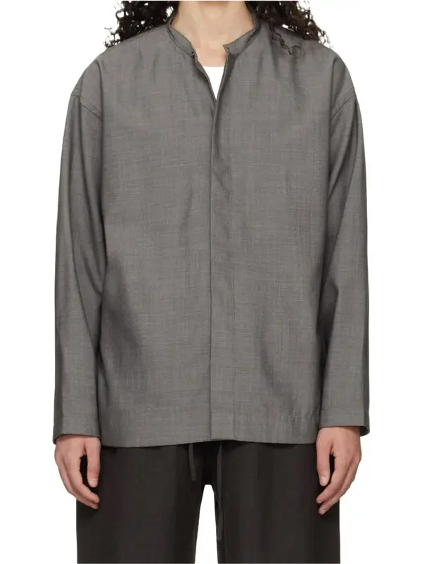 Studio Nicholson Karst Mandarin Collar Shirt - Grey